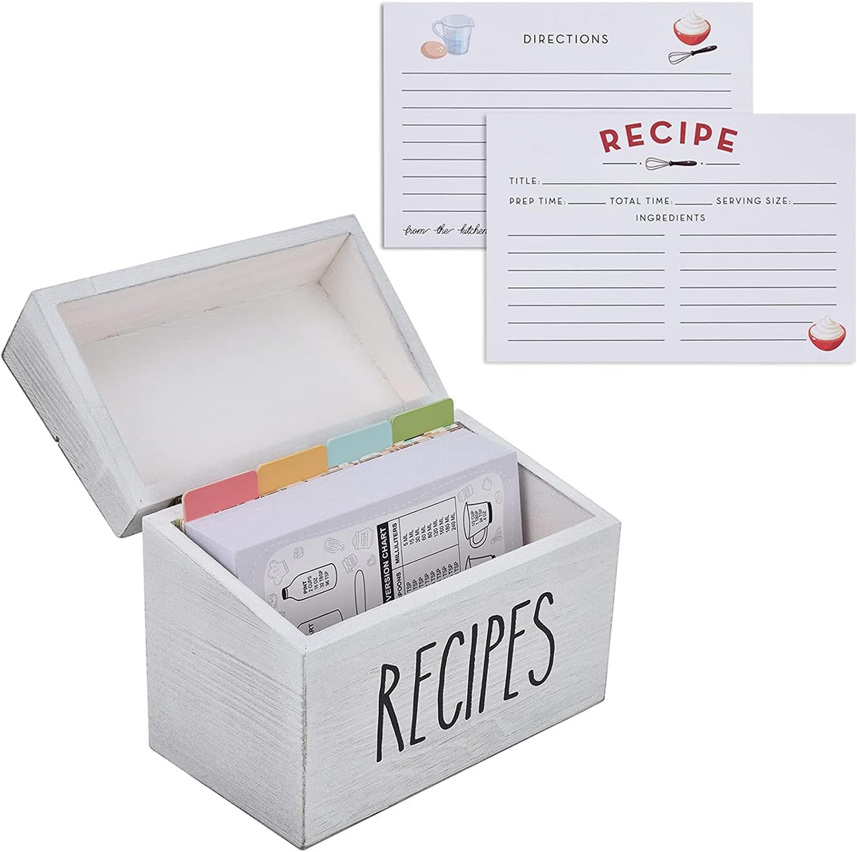 Farmhouse White Recipe Box with Cards and Dividers, New but no origina ...