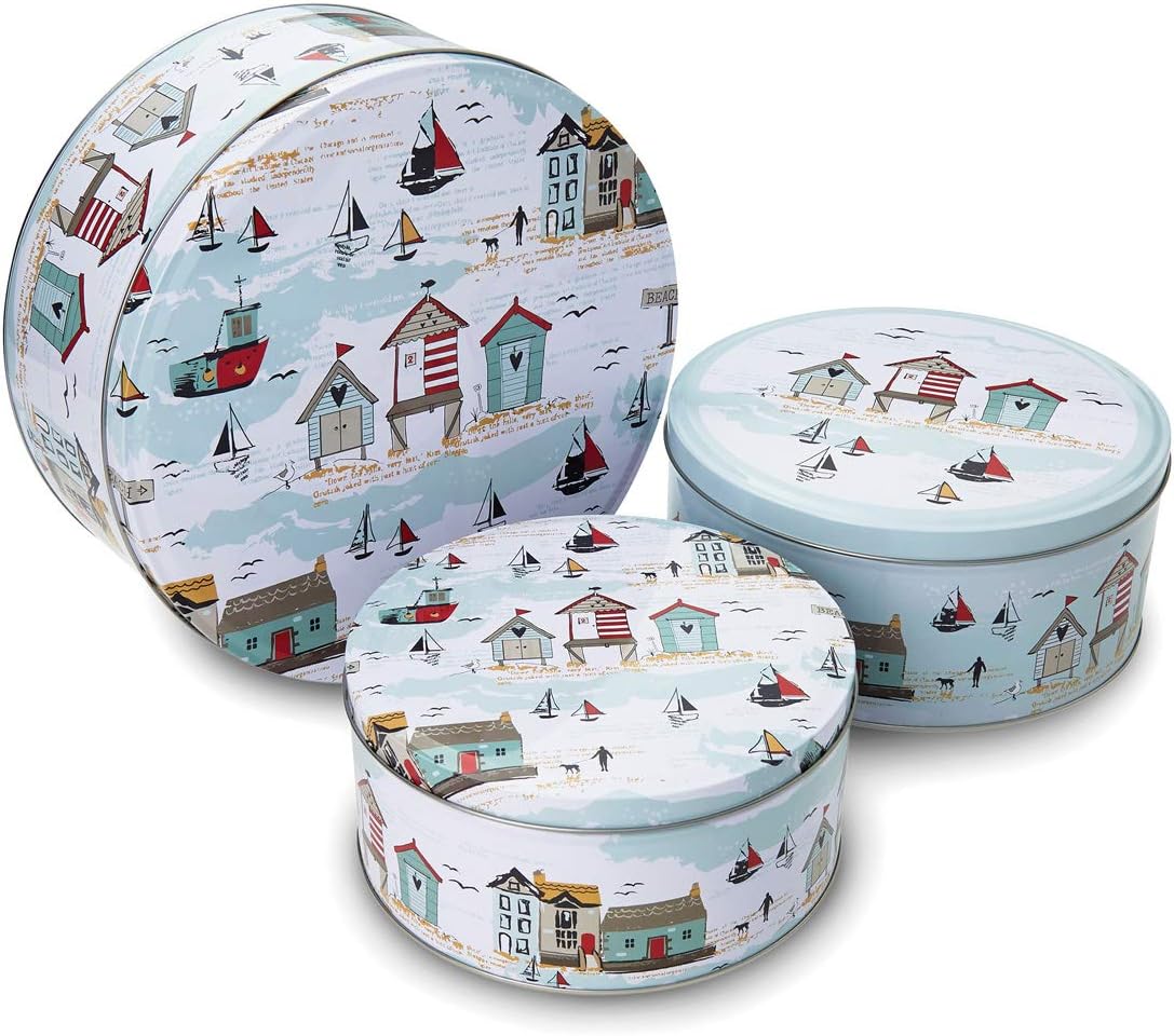 Cook Smart England Set of 3 Cake Storage Tins Round Cake Storage Tin ...