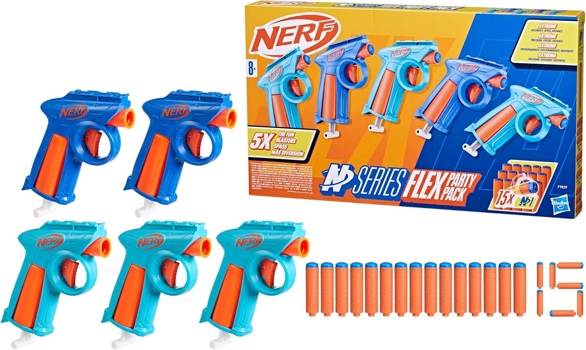 Nerf N Series Party Pack, 5 Blasters, new but open-scruffy box – Netmarket