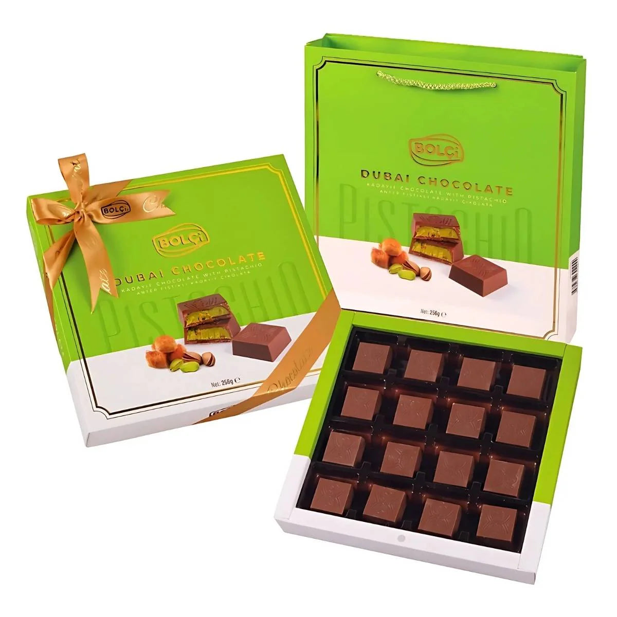 Bolci - Kadayif Chocolate With Pistachio Gift Box 256g, comes with bag ...